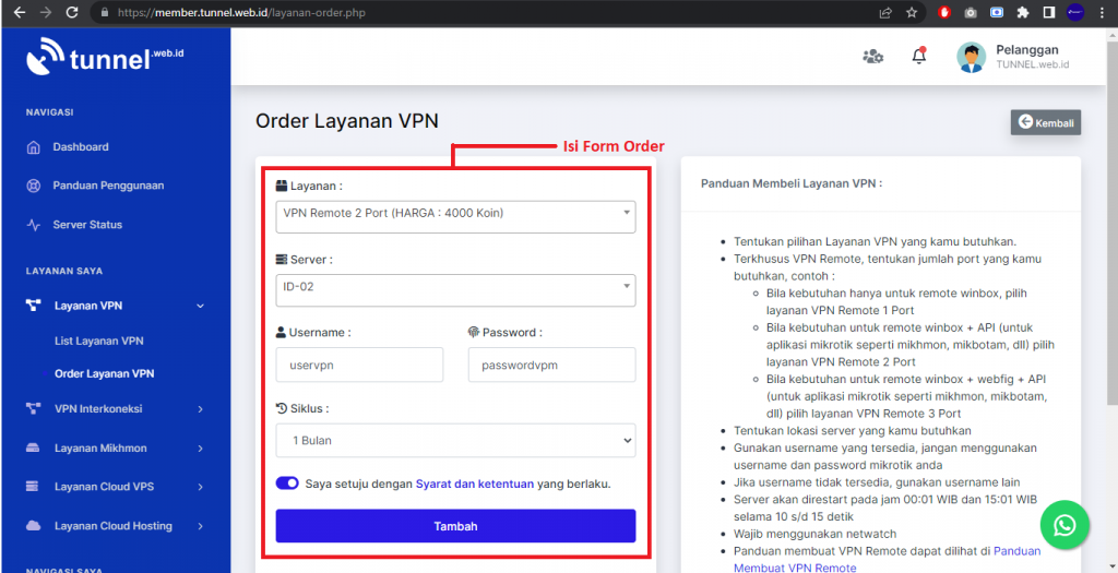 Membuat Akun VPN | Panduan TUNNEL.web.id
